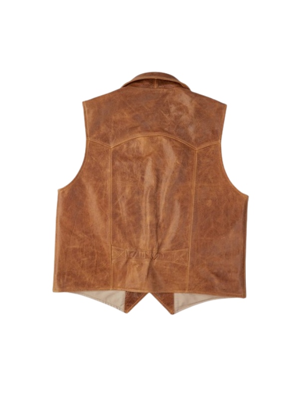 Brown Cowboy Leather Vest - Texas Jackets