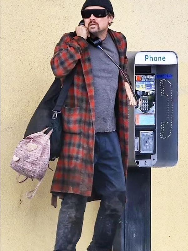 One Battle After Another 2025 Leonardo DiCaprio Plaid Coat - Texas Jackets